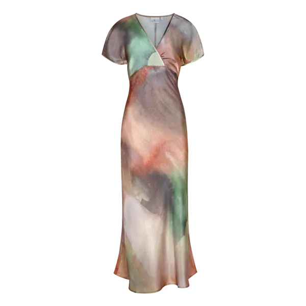 UNTITLED IN MOTION Mylon Silky Flutter Sleeve Midi Dress - Naiad