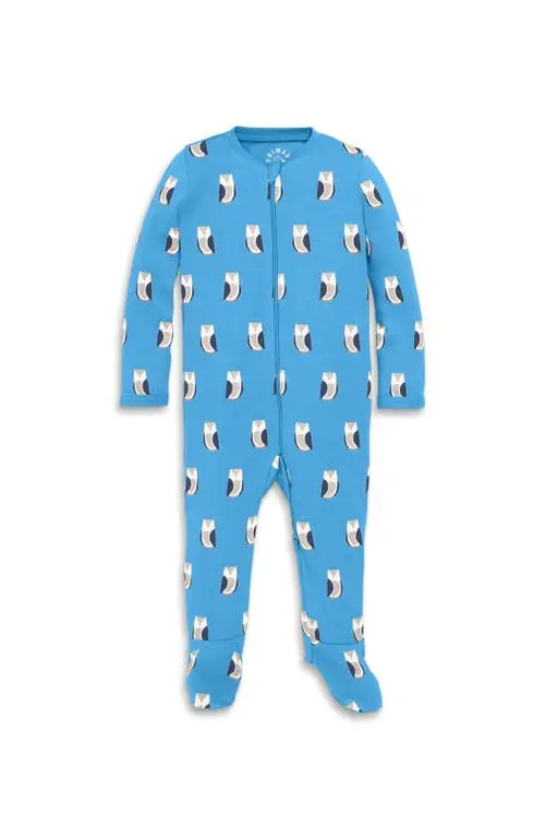PRIMARY Baby Organic Zip Footie - Cornflower Owls