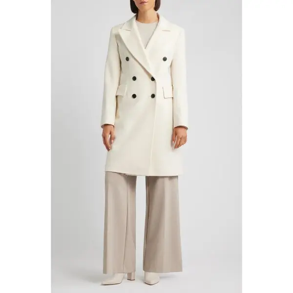 Fleurette Bianca Double Breasted Wool Coat