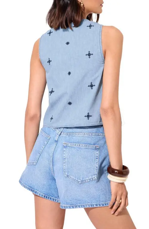 FRIENDS LIKE THESE Embroidered Chambray Vest