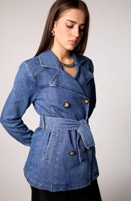 BLUE REVIVAL Gracie Trench Coat With Removable Hoodie