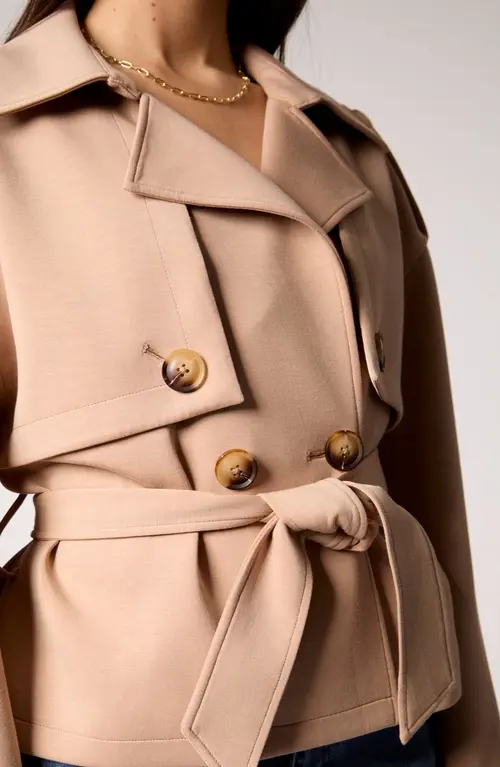 BLUE REVIVAL Charli Cropped Scuba Trench Coat