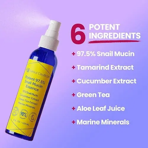 SEOUL CEUTICALS Korean Skincare Potent 97.5% Snail Mucin Essence - Clear