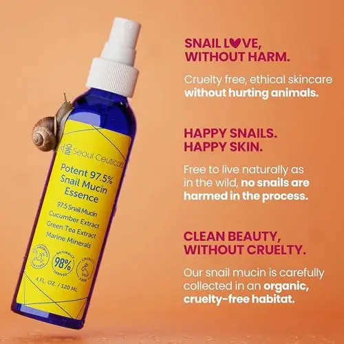 SEOUL CEUTICALS Korean Skincare Potent 97.5% Snail Mucin Essence - Clear