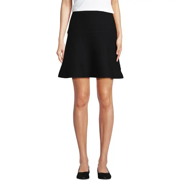 LANDS' END Cotton Knit Circle Skirt - Black