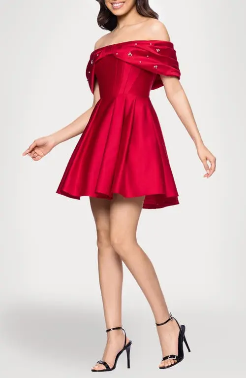 BLONDIE NITES Rhinestone Bow Mini Dress