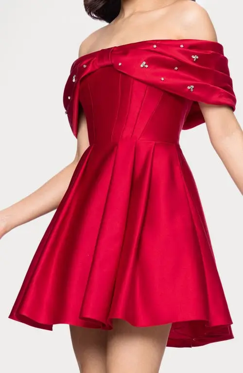 BLONDIE NITES Rhinestone Bow Mini Dress