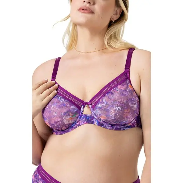 CURVY COUTURE Print Underwire Unlined Bra - Enchanted Twilight