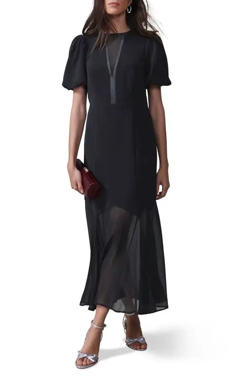 Mint Velvet Puff Sleeve Maxi Dress In Black - 30% Off | Editorialist