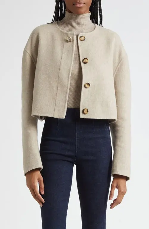 Veronica Beard Philips Crop Wool-blend Jacket - Oatmeal Melange
