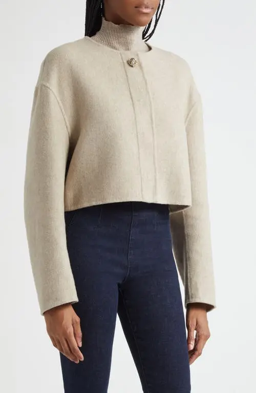 Veronica Beard Philips Crop Wool-blend Jacket - Oatmeal Melange