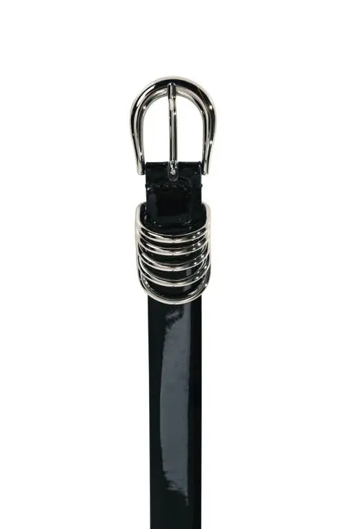 DEHANCHE Hollyhock Patent Leather Belt - Black Silver