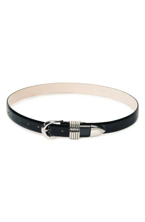 DEHANCHE Hollyhock Patent Leather Belt - Black Silver