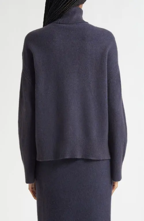 Emporio Armani Melange Turtleneck Wool Sweater - Solid Medium Blue