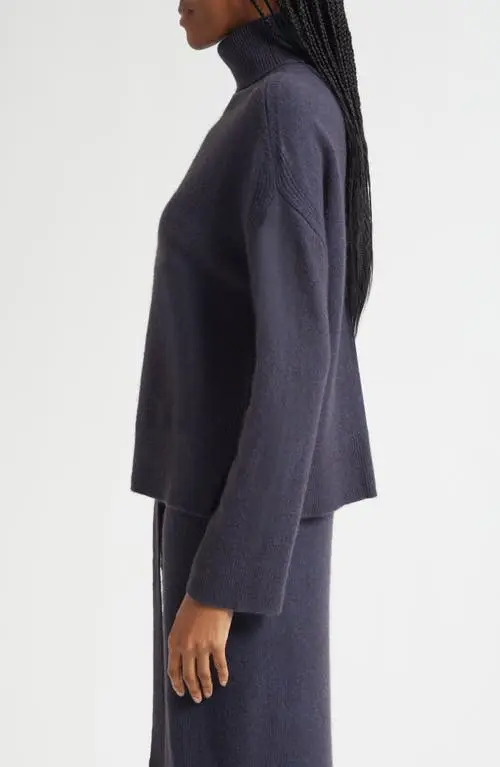 Emporio Armani Melange Turtleneck Wool Sweater - Solid Medium Blue