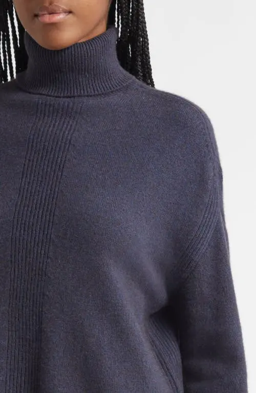 Emporio Armani Melange Turtleneck Wool Sweater - Solid Medium Blue