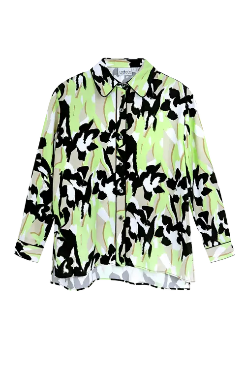 UNTITLED IN MOTION Manifest Printed Silky Button-up Shirt - Iris