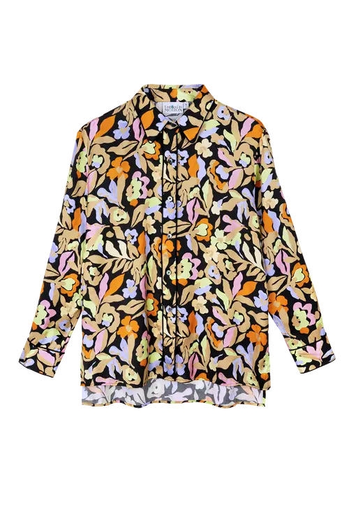 UNTITLED IN MOTION Manifest Printed Silky Button-up Shirt - Lucida