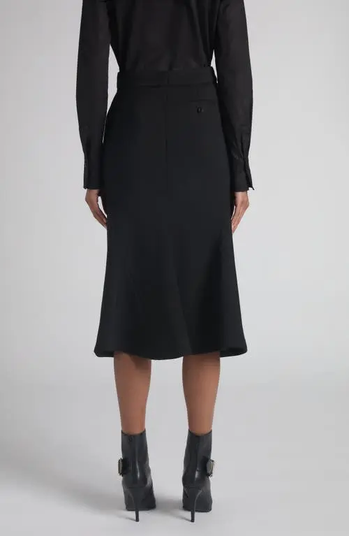 Alexander McQueen Wool Stretch Gabardine Midi Skirt