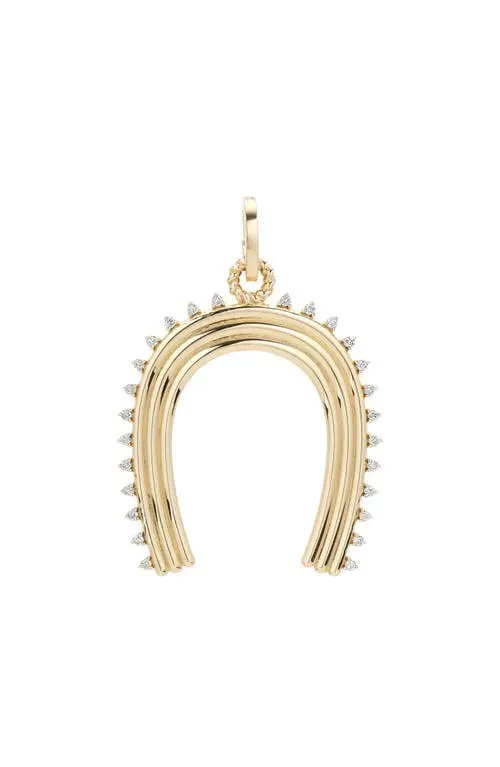 Adina Reyter Extra Large Groovy Diamond Horseshoe Charm - 14k Yellow Gold