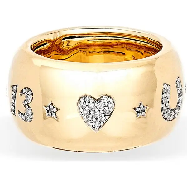 Adina Reyter 14k Gold Diamond Good Luck Ring - 14k Yellow Gold