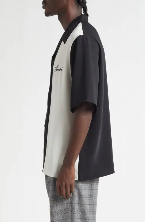 Amiri Colorblock Floral Embroidered Camp Shirt
