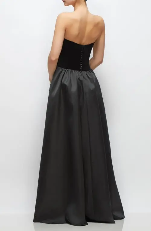 Dessy Collection Strapless Mixed Media Gown