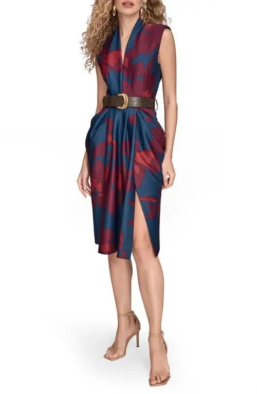 Donna Karan New York Sleeveless Belted Cocktail Dress