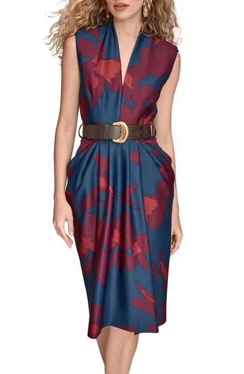 Donna Karan New York Sleeveless Belted Cocktail Dress
