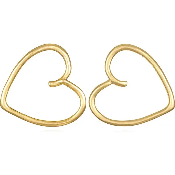Sequin Sculpted Heart Stud Earrings - Gold