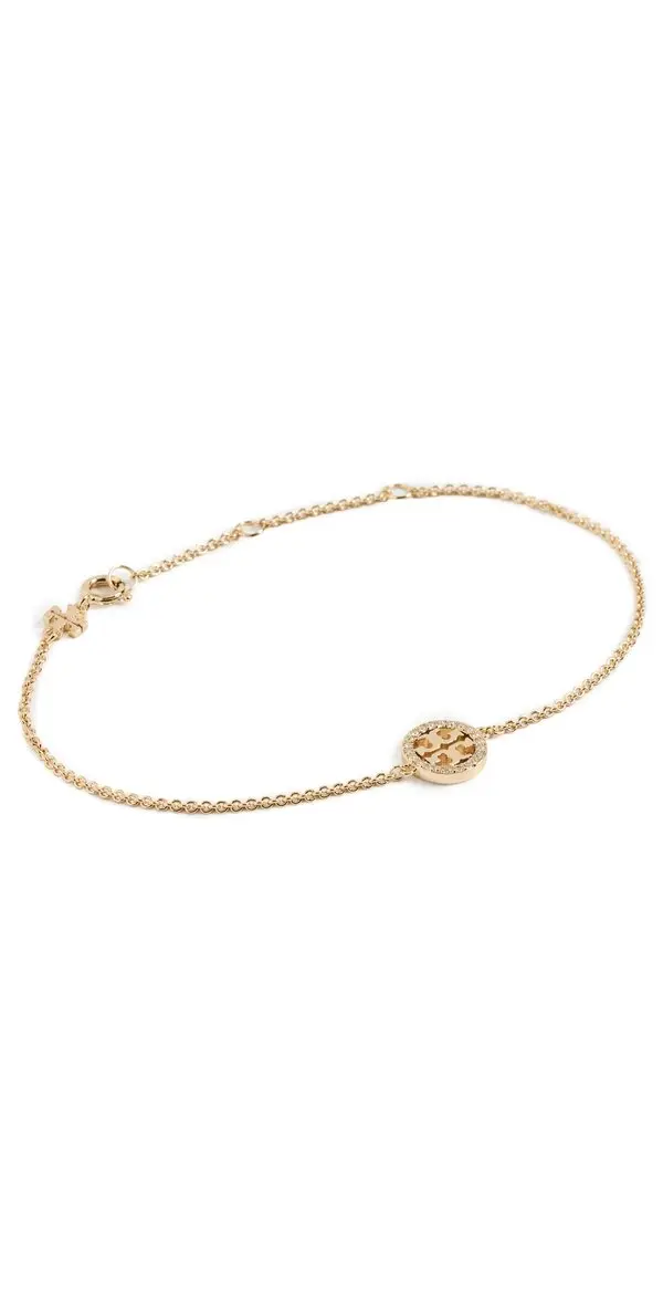 Tory Burch Delicate Icon Pavé Chain Bracelet - Tory Gold / Crystal