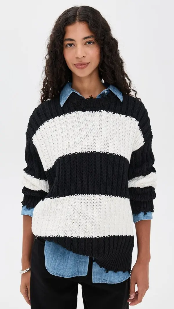 Denimist Oversized Striped Ribbed Sweater