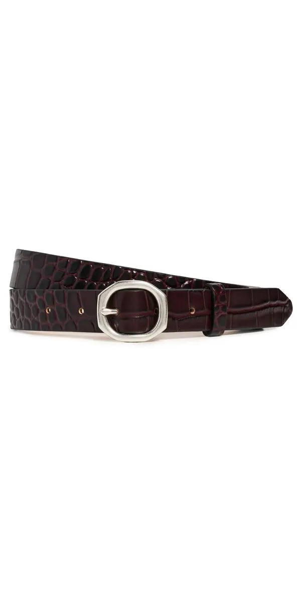 Rag & Bone Audrey Snakeskin Embossed Belt - Bordeaux Croc