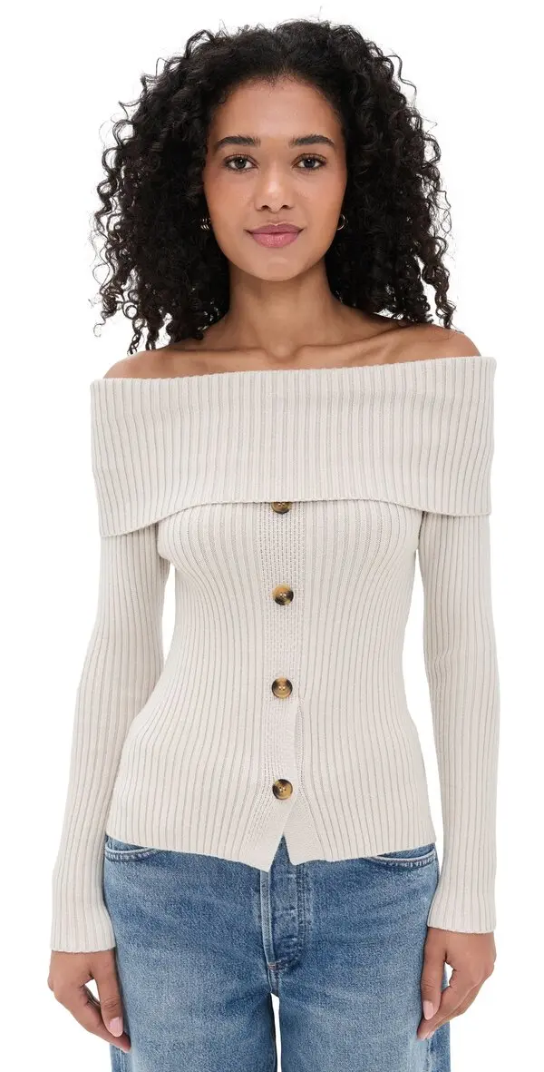 Blanknyc Ribbed Knit Off-shoulder Sweater