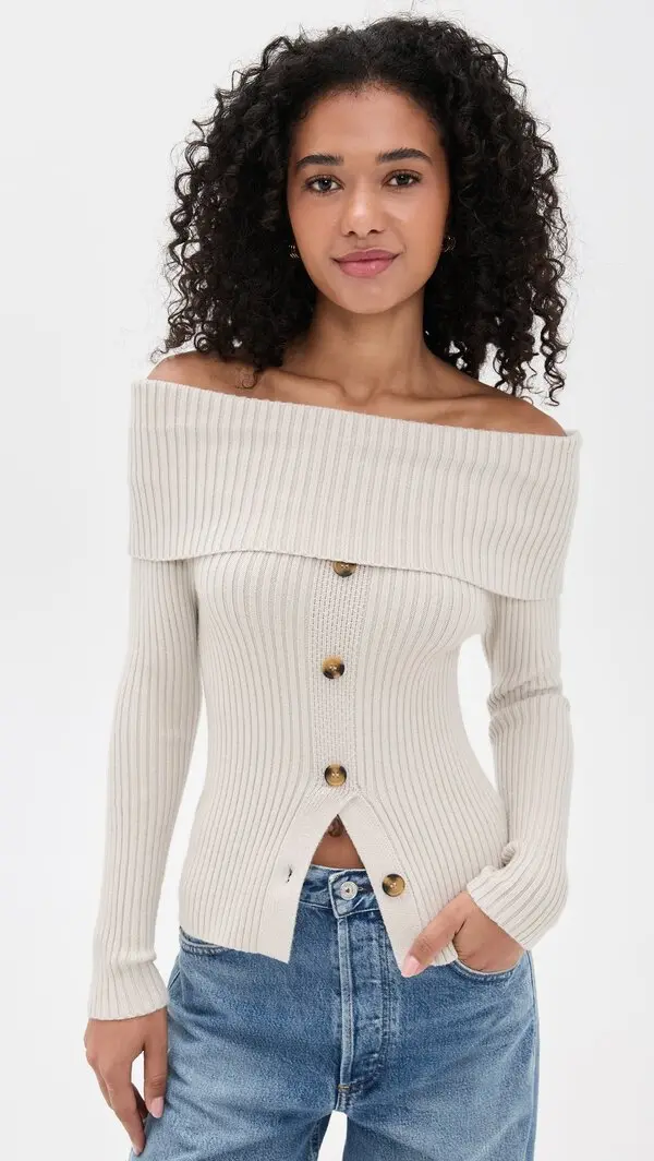 Blanknyc Ribbed Knit Off-shoulder Sweater