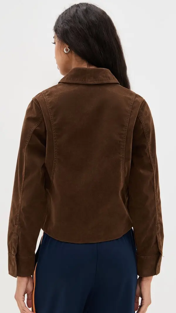 BAILEY ROSE Faux Suede Collared Jacket - Chocolate