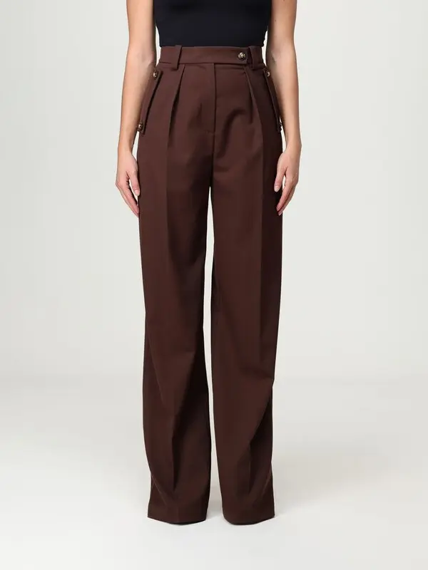 Elisabetta Franchi Wide Leg Trousers - Burgundy