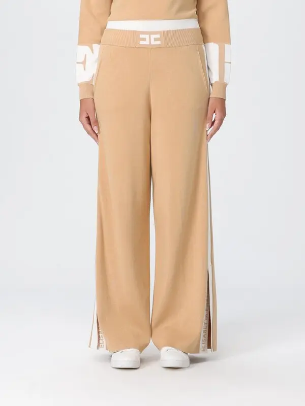 Elisabetta Franchi Wide Leg Pants - Beige