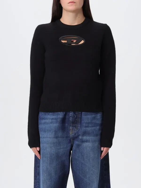 DIESEL® Cut Out Emblem Sweater - Black