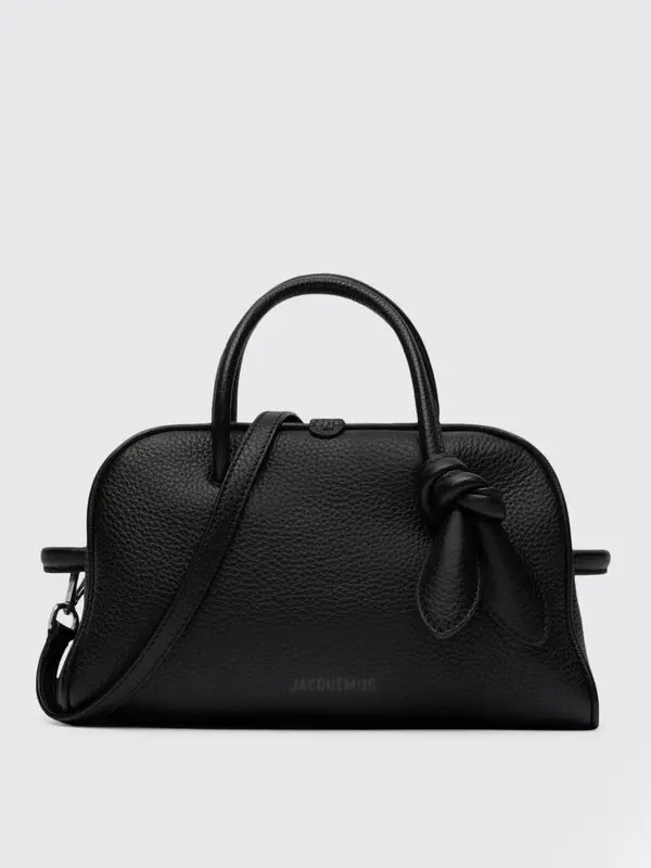 Jacquemus Le Turismo Handbag In Grained Leather With Decorative Knot - Black
