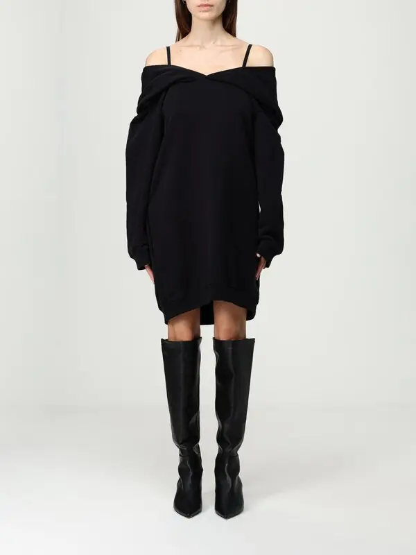 MAISON MARGIELA Off-shoulder Sweatshirt Dress - Black