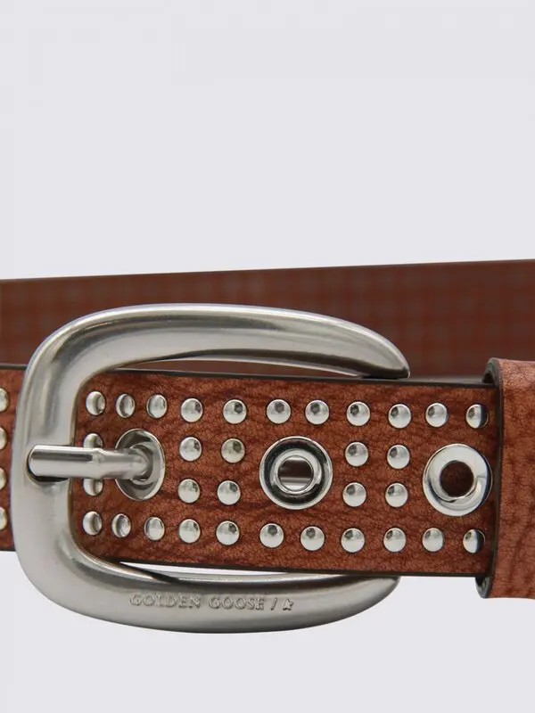 GOLDEN GOOSE Studded Leather Belt - Brown