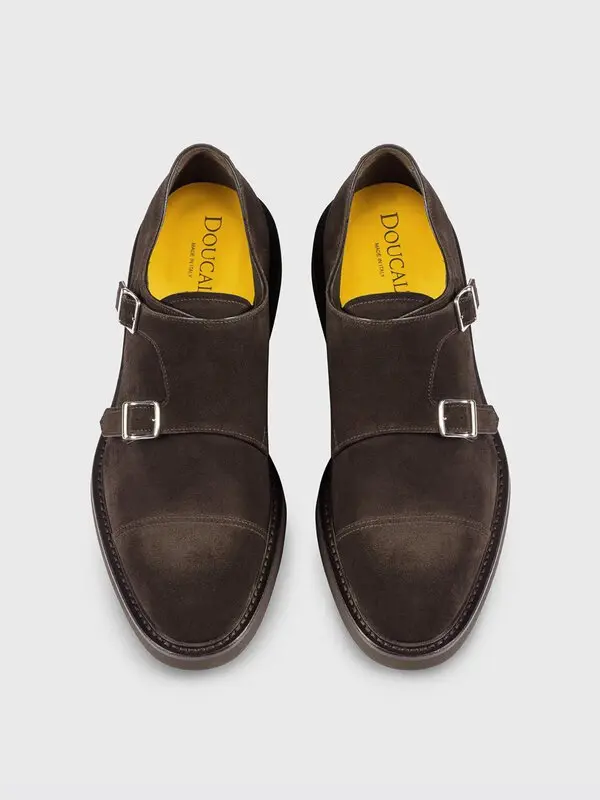 DOUCAL'S Suede Monk Strap Shoes - Earth