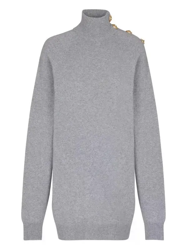 Balmain Mini High-neck Dress With Button Embellishments - Grey