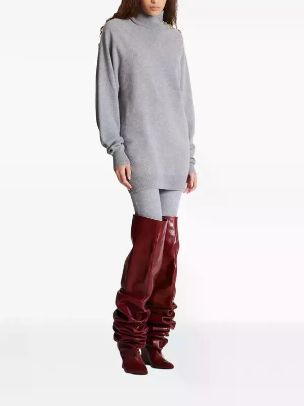Balmain Mini High-neck Dress With Button Embellishments - Grey