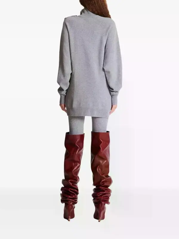 Balmain Mini High-neck Dress With Button Embellishments - Grey