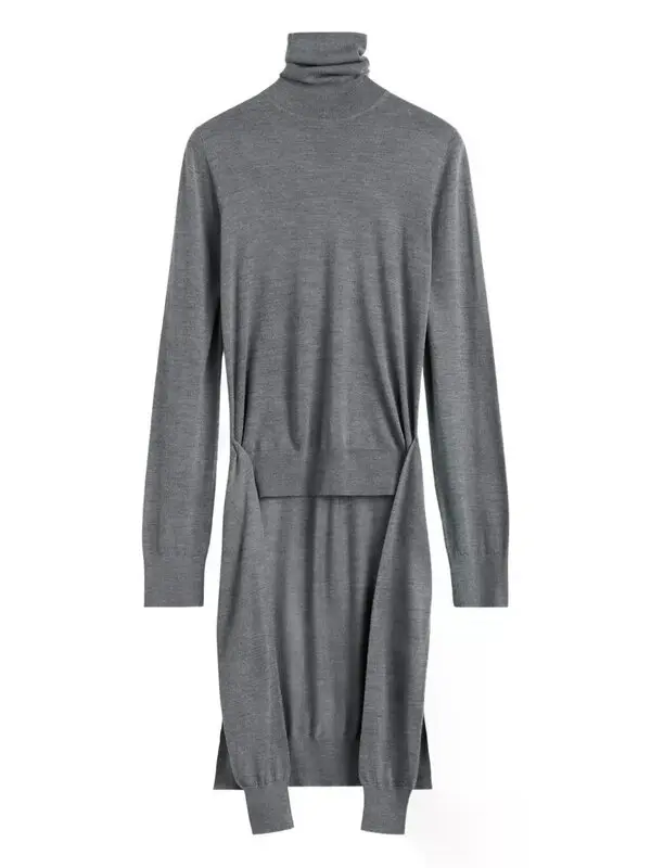 TOTEME Belted Turtleneck Midi Dress - Grey