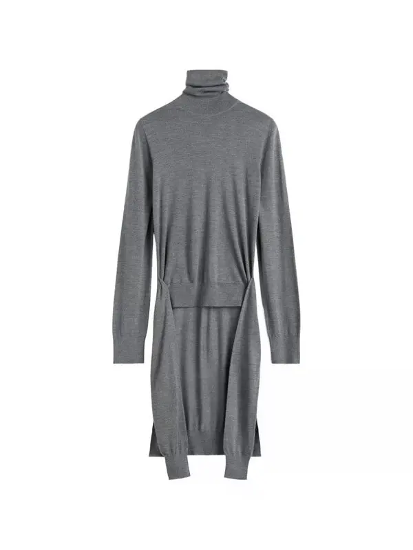 TOTEME Belted Turtleneck Midi Dress - Grey