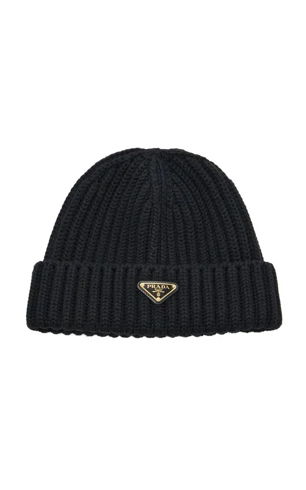 Prada Ribbed-knit Beanie - Black