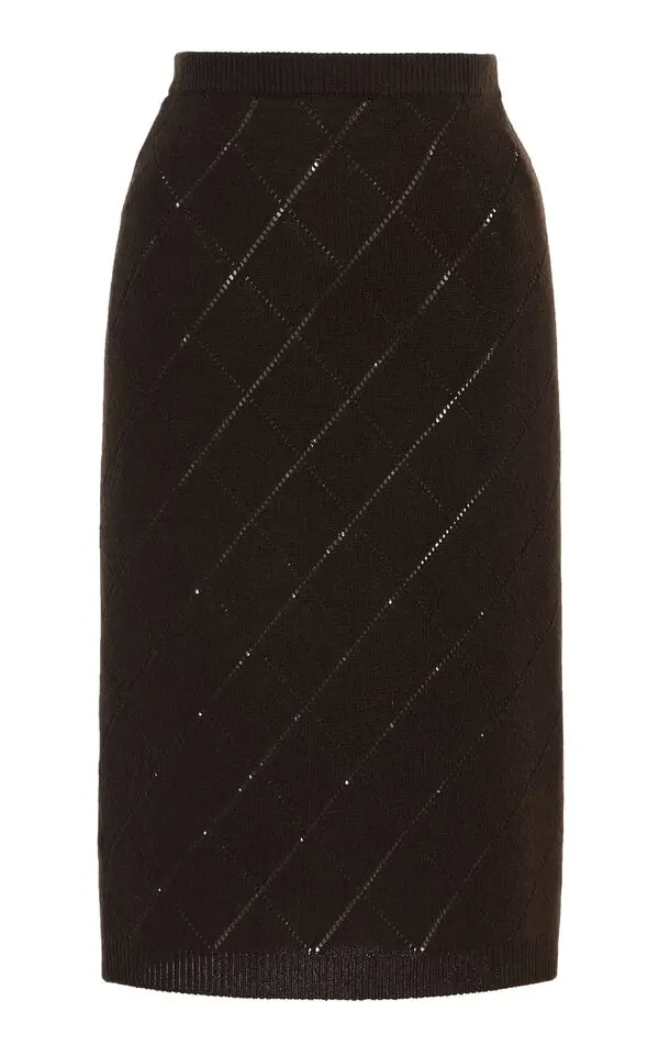 Prada Cashmere Midi Skirt - Brown
